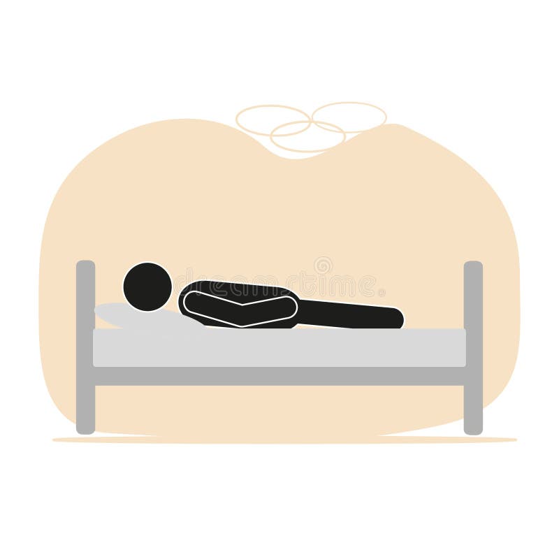 Man Resting on the Bed, Human Figure, Pictogram, Lying on the Bed Stock ...