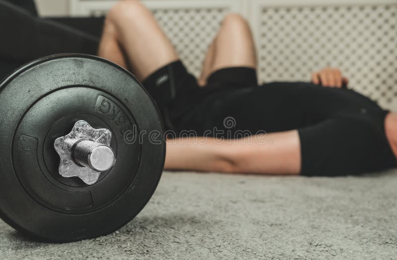 Man Resting between Exercise Sets. Stock Photo - Image of healthy, rest ...