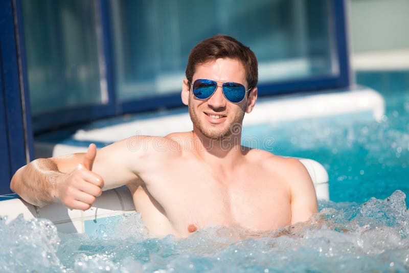 Man Resting Pool in the Summer Stock Photo - Image of sensual, person ...