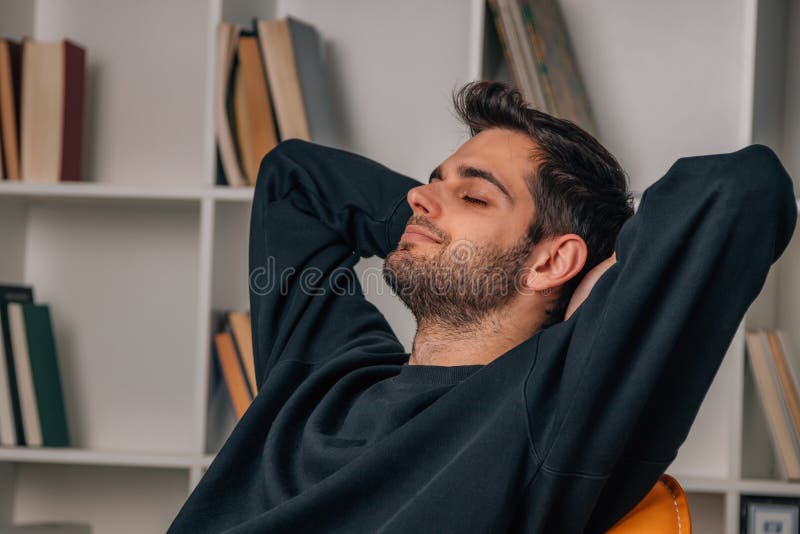 Man Resting Relaxed at Home on the Sofa Stock Image - Image of concept ...