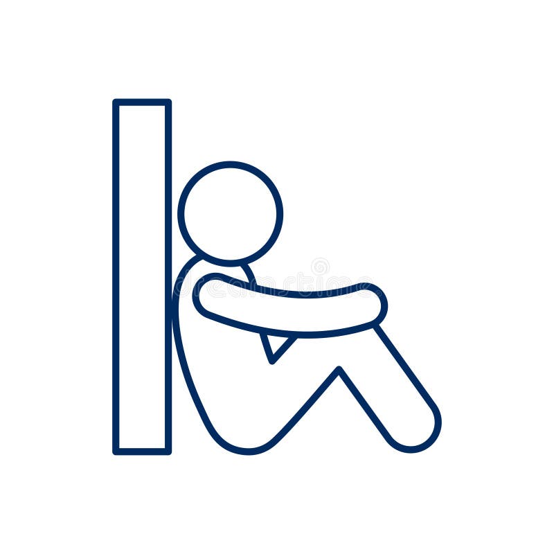 People Sit by the Wall, Resting Man Icon, Stick Figure Isolated ...