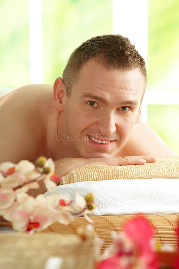 Man resting in spa salon stock image. Image of people - 13026479