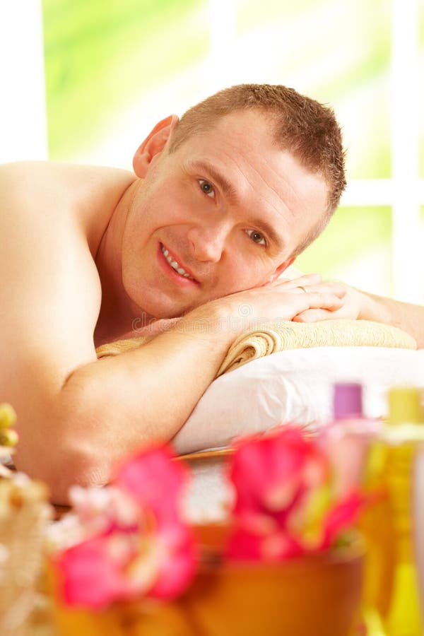 Man resting in spa salon stock image. Image of aged, good - 13513993