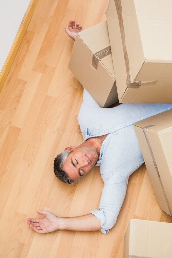 Man Resting Under His Cardboard Boxes Stock Photo - Image of domestic ...