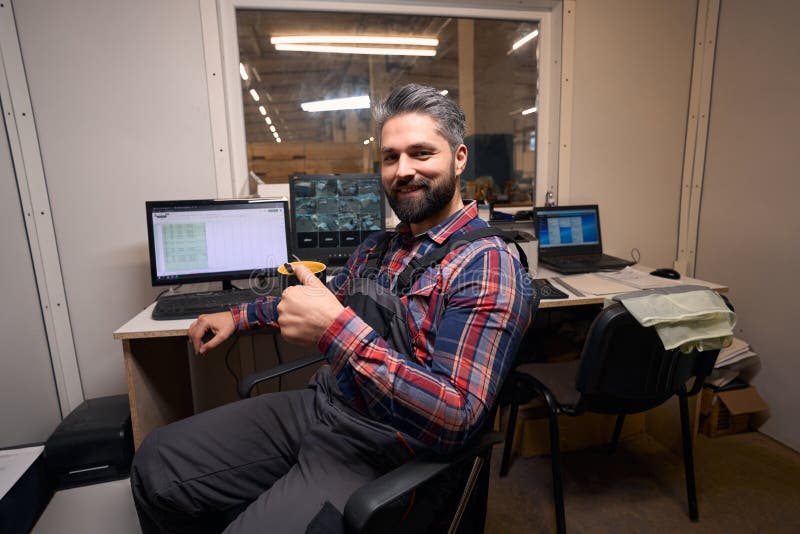 Man Resting at Work in Video Surveillance Room Stock Photo - Image of ...