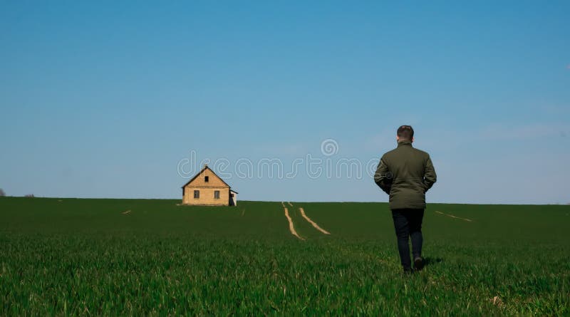 The Man Returns Home on the Road Stock Photo - Image of adult, color ...