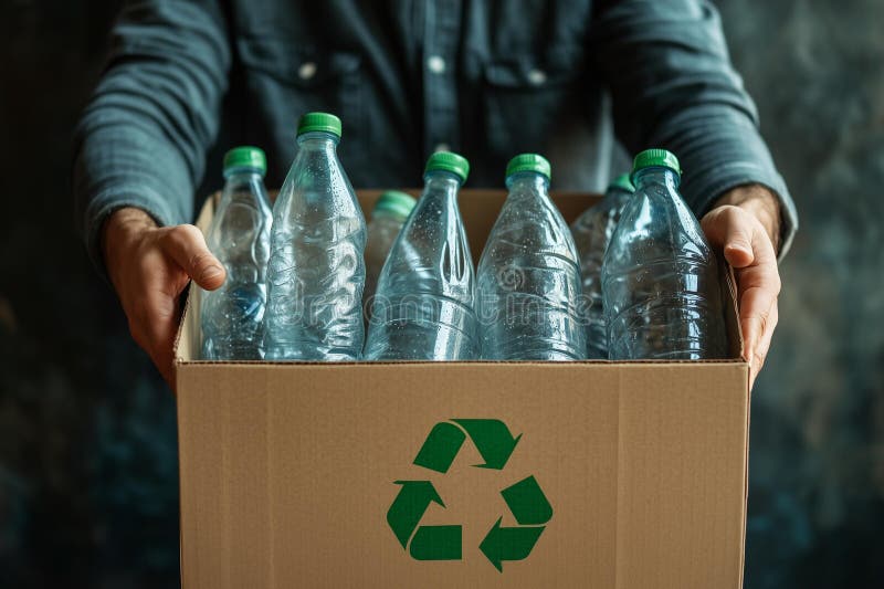 Man Reusing Plastic Bottles. Male Hands Collecting Garbage for ...