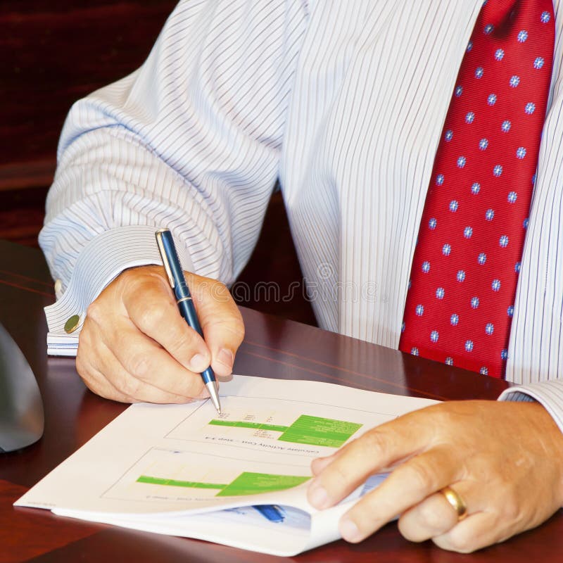 Man Reviewing Data in Report Stock Photo - Image of analysis, data ...