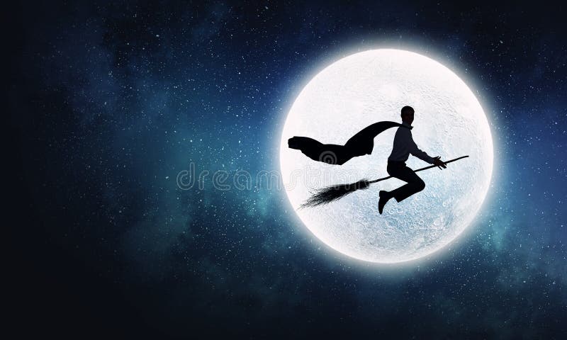 Man ride broom stock photo. Image of human, male, businessman - 57218004