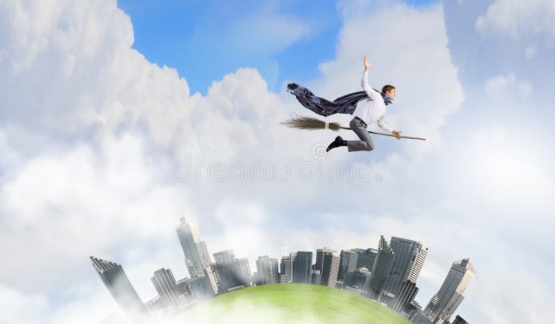 Man ride broom stock image. Image of witch, transportation - 57322185