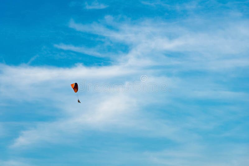Man Ride Paramotor Flying in the Sky Stock Image - Image of cloud ...