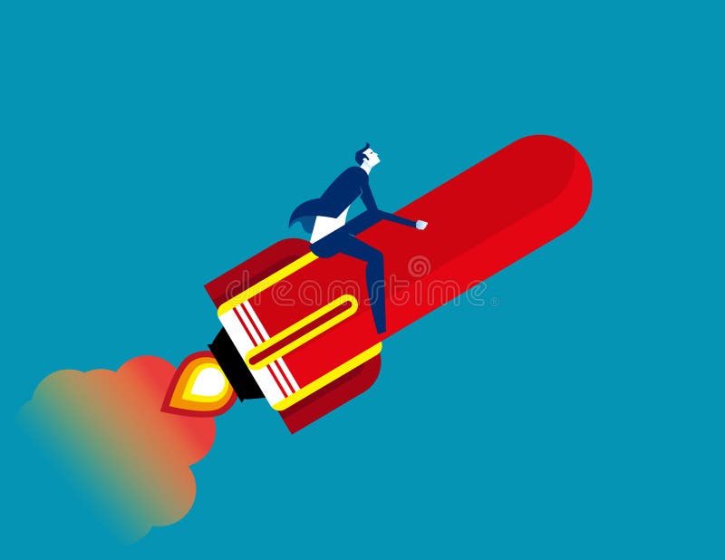 Man Ride Rocket and Upward. Concept Business Success Vector ...