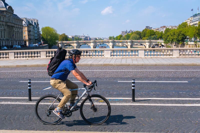 Man Riding Bicycle Pont Au Change Stock Photos - Free & Royalty-Free ...