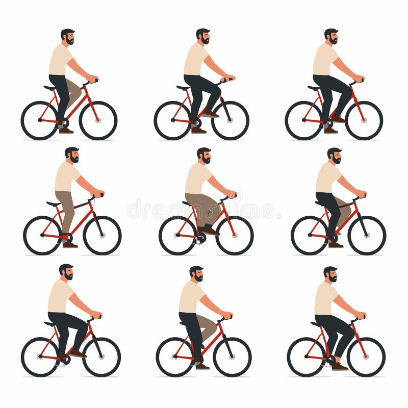 Man Riding Bike Cyclist Character Bicycle Vector Illustration Stock ...