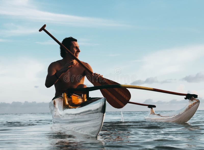 Man Riding On Boat Holding Brown Paddle Picture. Image: 119467489