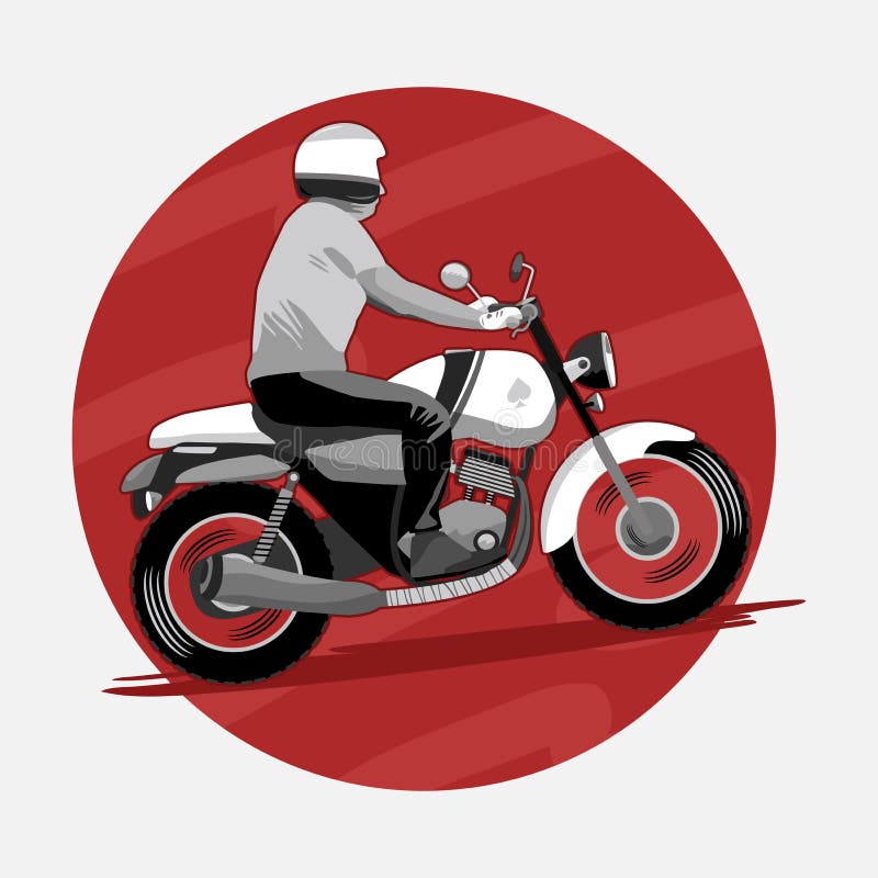 Man Riding Classic Motorcycle Stock Vector - Illustration of motor ...