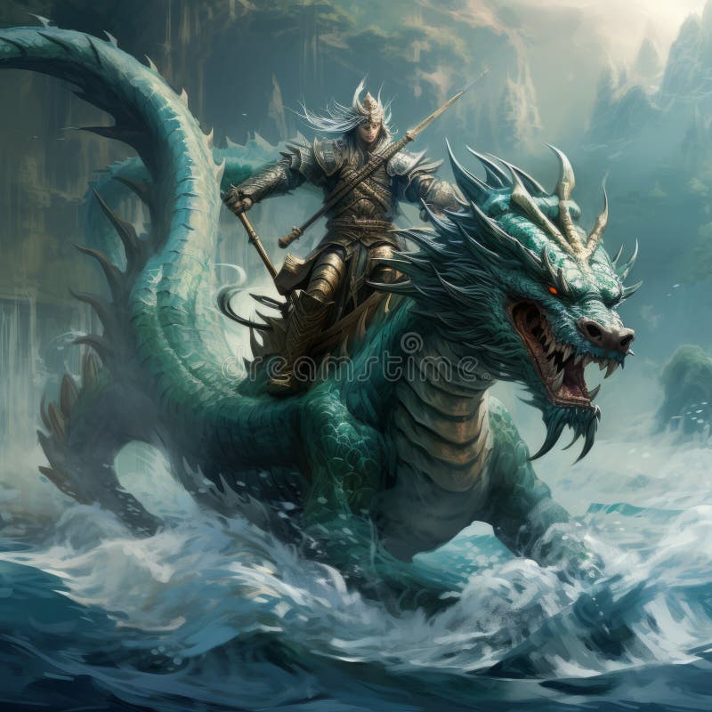 A man riding dragon stock illustration. Illustration of design - 295127569