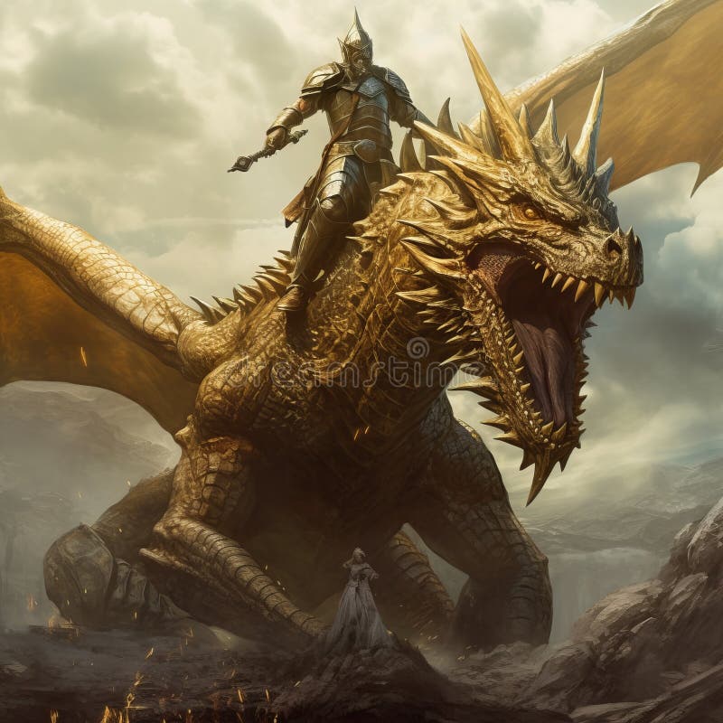 A man riding a dragon stock illustration. Illustration of black - 301438630