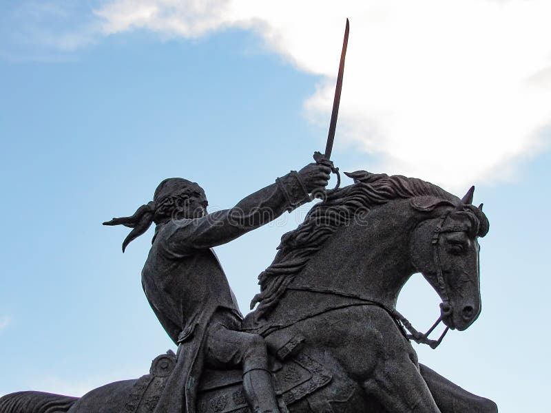 Man Riding a Horse and Holding a Sword Stock Image - Image of statue ...