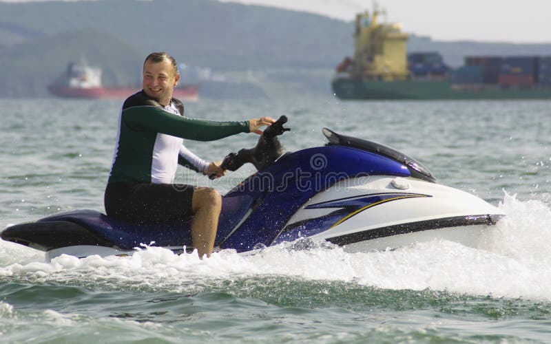 Man riding a jet ski stock image. Image of sideslip, wake - 27791473