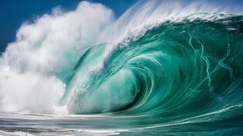 A Man Riding a Large Wave in the Ocean on His Surfboard, AI Stock Photo ...
