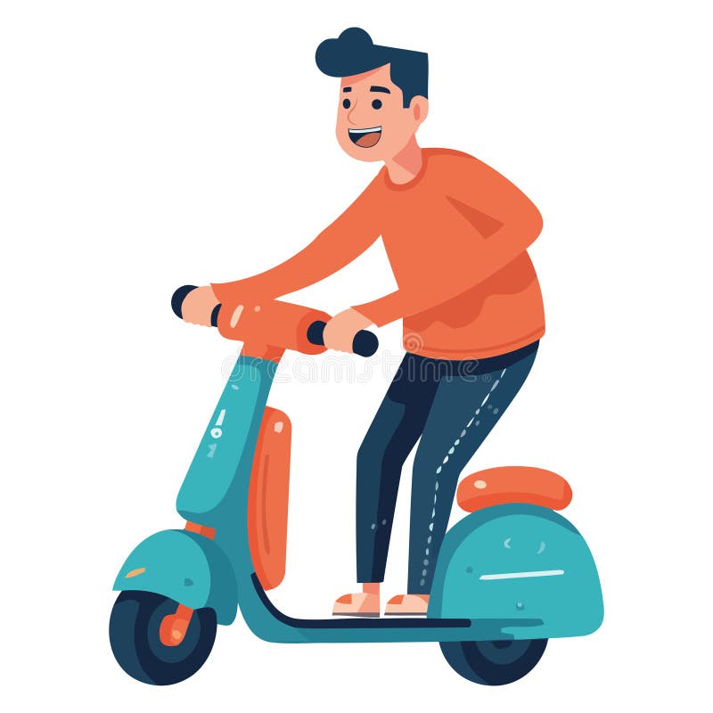 Man riding motor scooter stock vector. Illustration of driver - 285119801