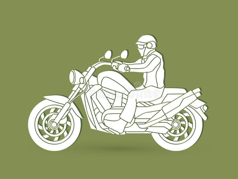A Man Riding Motorbike Graphic Vector Stock Vector - Illustration of ...