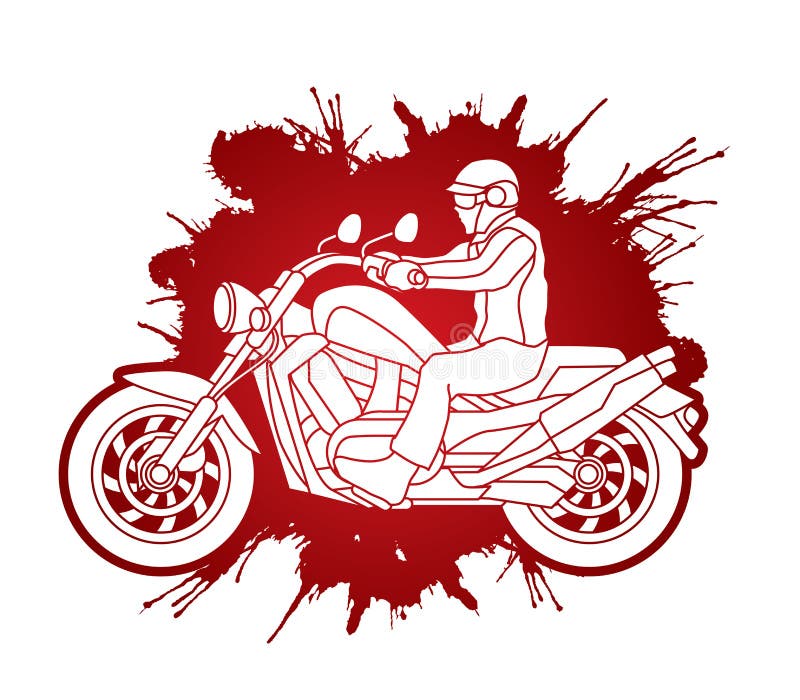 A Man Riding Motorbike Graphic Vector Stock Vector - Illustration of ...