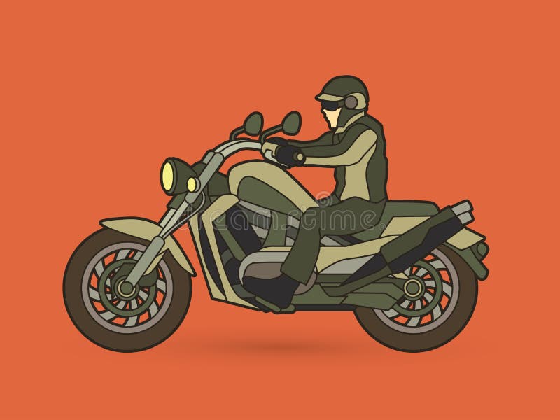 A man riding motorbike stock vector. Illustration of isolated - 96065142