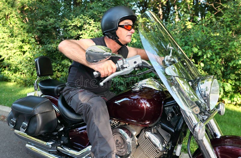 Motorcycle Man stock image. Image of rider, smile, wild - 5374109