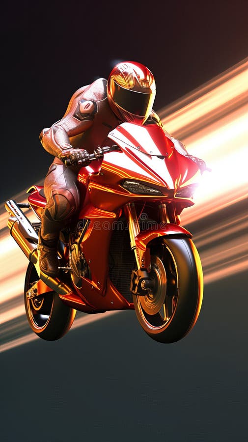 Man Riding a Motorcycle Fantasy Image Generative AI Stock Illustration ...