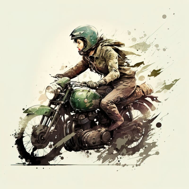A Man Riding a Motorcycle with a Helmet on it S Head and a Green Helmet ...