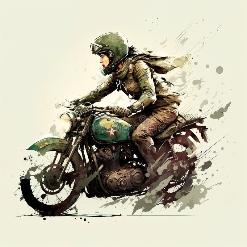 A Man Riding a Motorcycle with a Helmet on it S Head and a Green Helmet ...