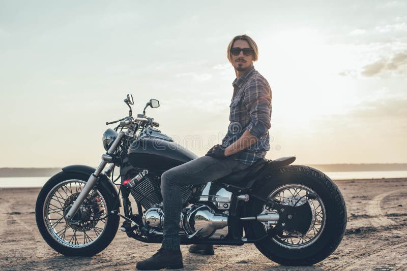 Man riding motorcycle stock image. Image of adventure - 80383773