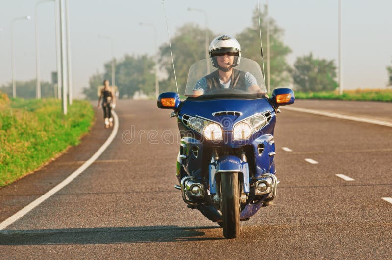 Man Riding a Motorcycle on an Open Road Stock Image - Image of journey ...