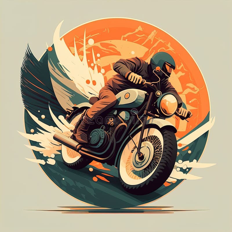 A Man Riding a Motorcycle on Top of a Wave of Water with a Sky ...