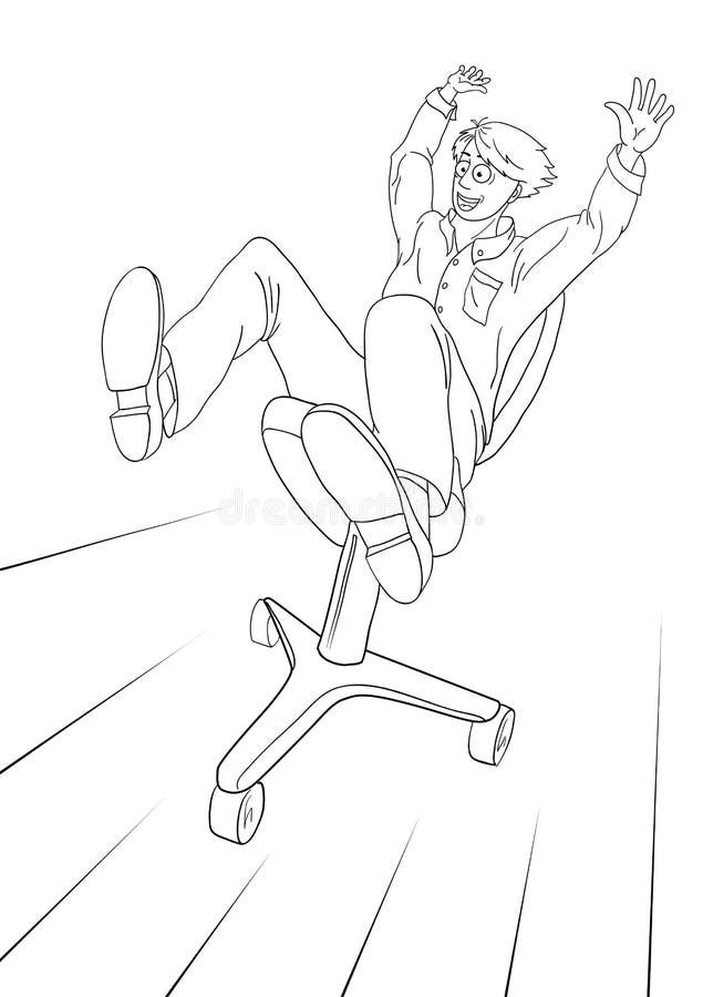 Man riding in office chair stock vector. Illustration of happy - 19259614