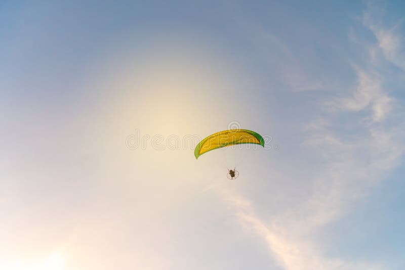 Man is Riding Para Motor in Beautiful Sunset. Editorial Photography ...
