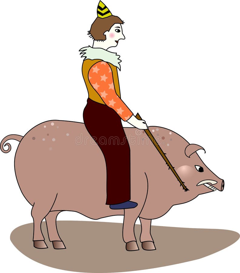 Man riding a pig stock illustration. Illustration of nose - 30383518
