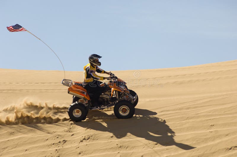 Man Riding Quad Bike in Desert Stock Photo - Image of fast, quad: 33894838