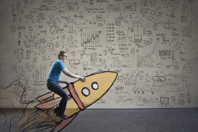 Man riding a space rocket stock image. Image of bulb - 89660885