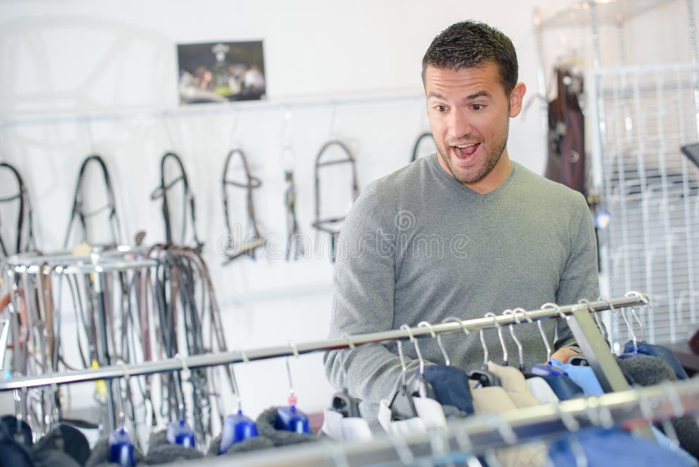 Man in riding store stock photo. Image of store, single - 315450152