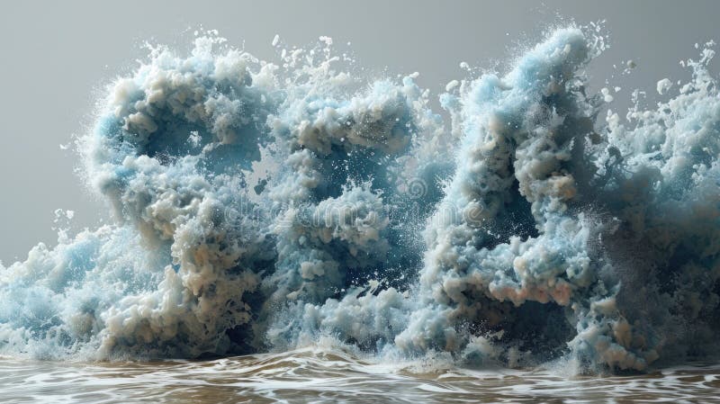 A Man Riding a Surfboard in the Ocean Next To Large Waves, AI Stock ...