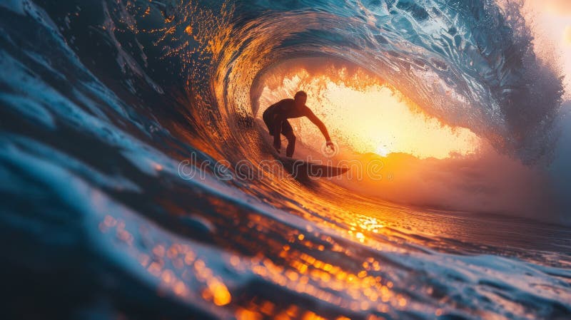 Man Riding Wave on Surfboard Stock Photo - Image of balance, sport ...