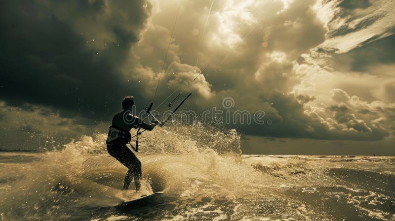 Man Riding Wave on Surfboard Stock Illustration - Illustration of ...