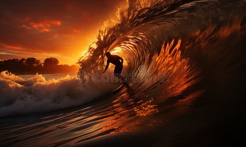 Man Riding Wave on Surfboard Stock Image - Image of coast, lifestyle ...