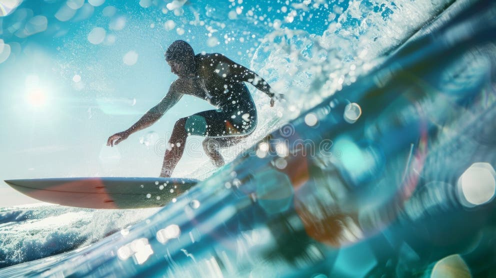 Man Riding Wave on Surfboard Stock Image - Image of ocean, skill: 317217707