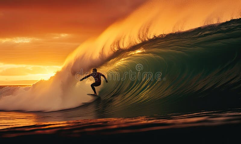 Photo of a Man Riding a Wave on Top of a Surfboard Stock Illustration ...