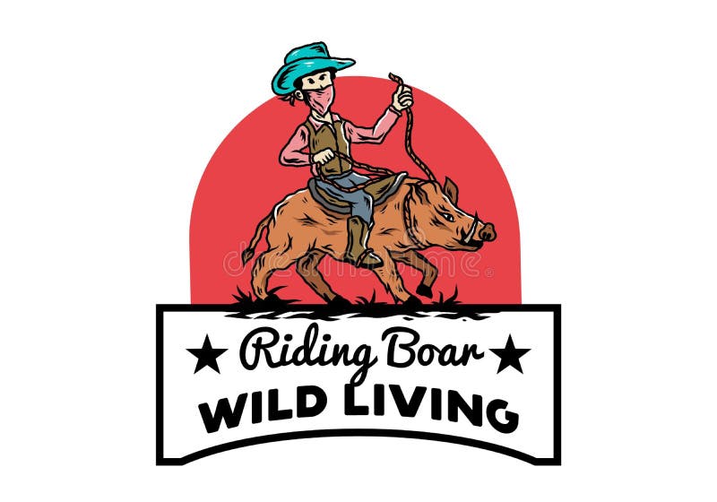 Man Riding a Wild Boar Illustration Stock Vector - Illustration of ...