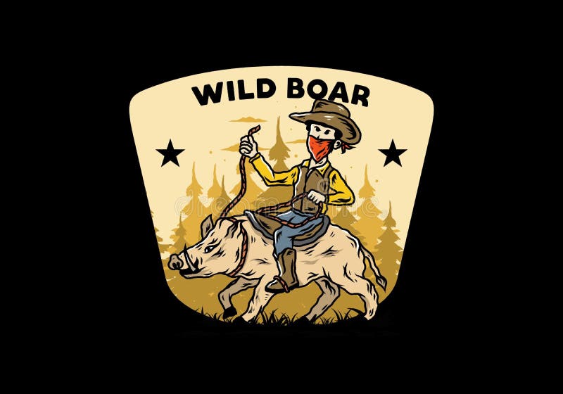 Man Riding a Wild Boar Illustration Stock Vector - Illustration of ...